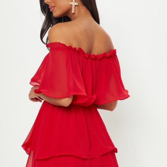 PrettyLittleThing | Dresses | Red Chiffon Dress | Poshmark